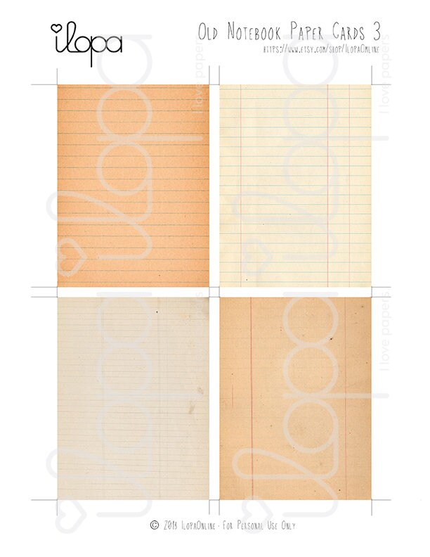 Digital Vintage Notebook Journal Cards, Old Paper, Field Notes - Etsy
