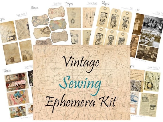 Digital Vintage Ephemera Kit Sewing | Etsy