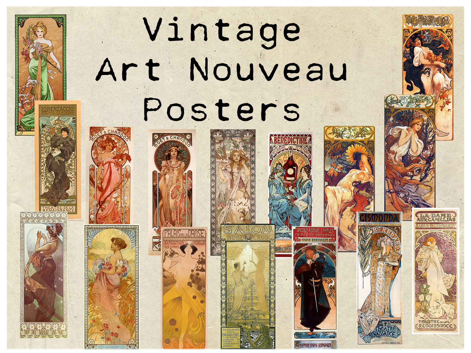 Digital Vintage Art Nouveau Poster Ephemera Collage Sheet Bookmarks - Etsy