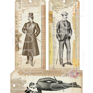 Printable Vintage Gentlemen Tags Collage Sheet - Etsy