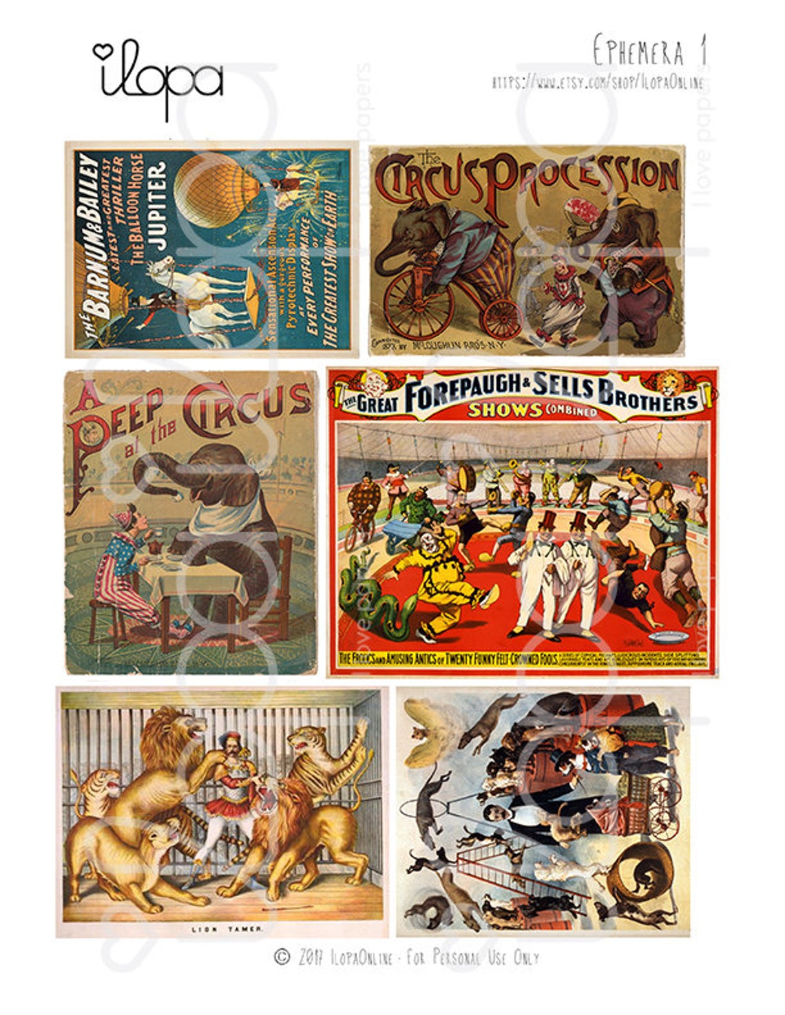 Digital Vintage Ephemera Kit Circus - Etsy