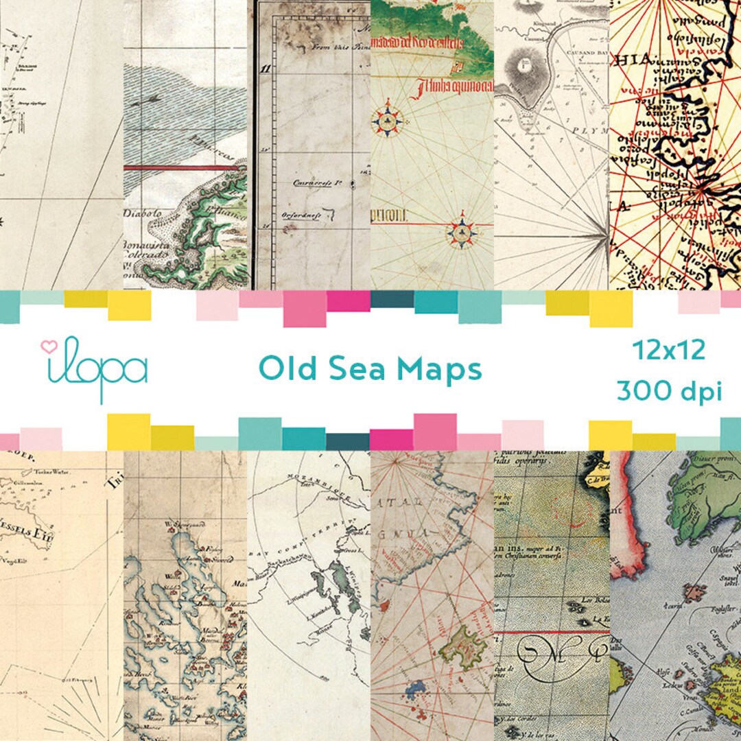 Digital Old Vintage Sea Map Paper 300 Dpi 12x12 - Etsy
