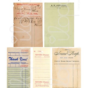 Digital Vintage Receipts Printable Ephemera Vintage Guest Check - Etsy