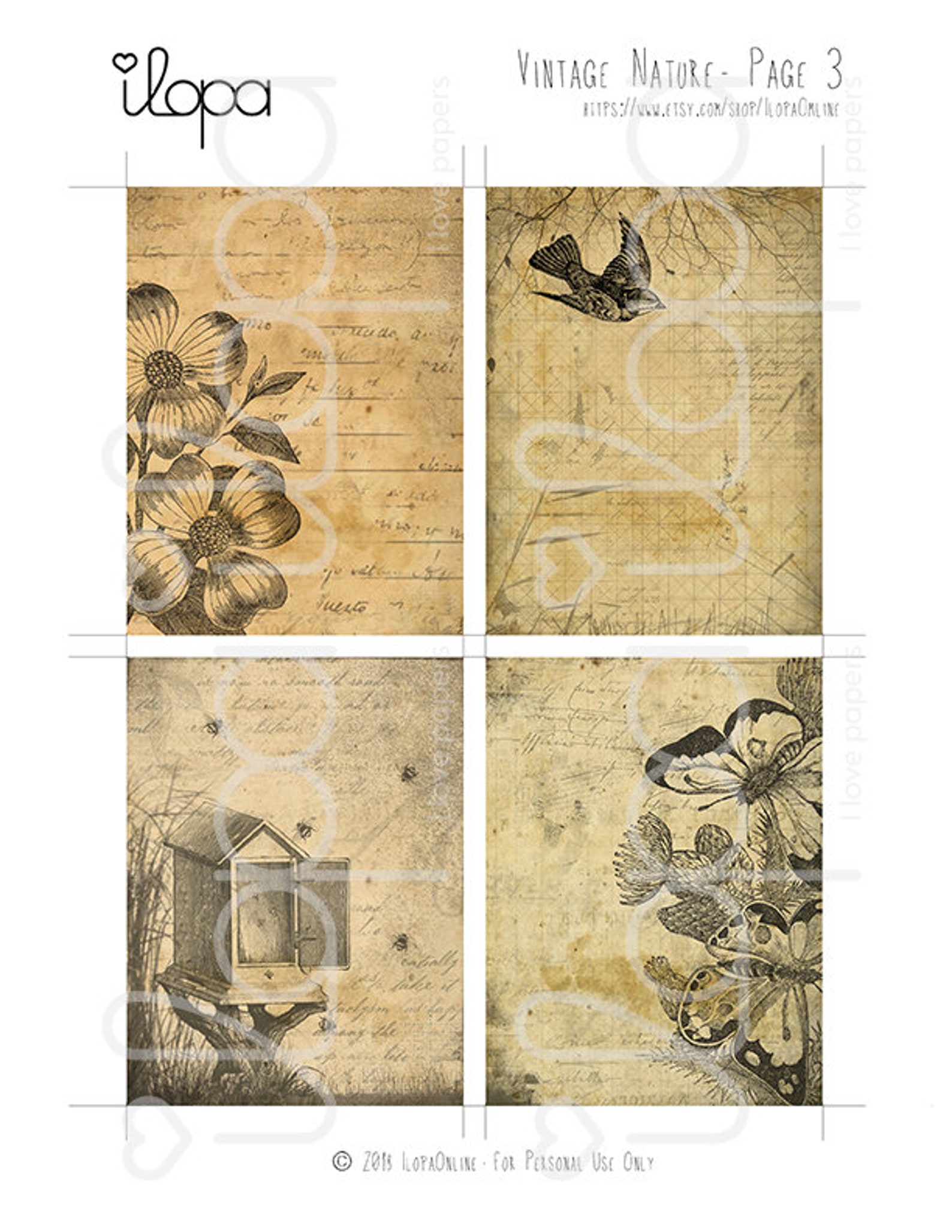 Digital Vintage Journaling Cards Vintage Garden - Etsy