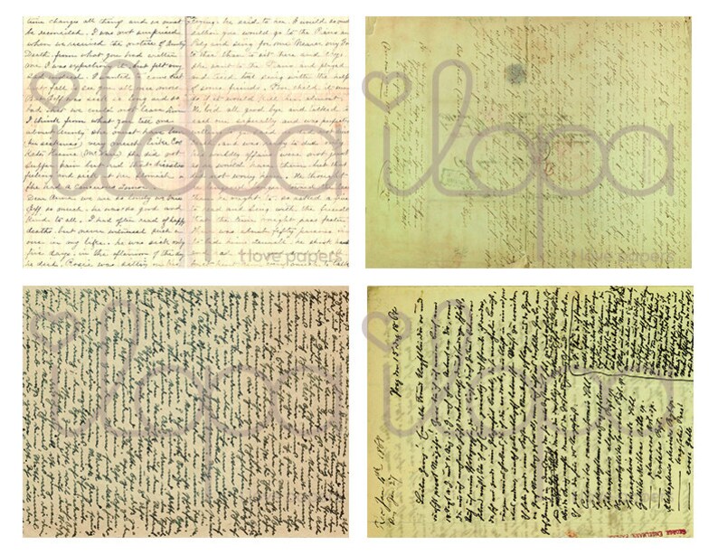Digital Printable Vintage Old Antique Handwriting Letters Kit | Etsy