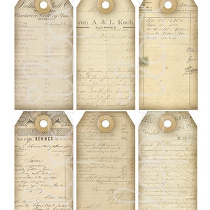 Digital Vintage Ledger Tags, Vintage Ephemera, Printable Tags, Gift ...