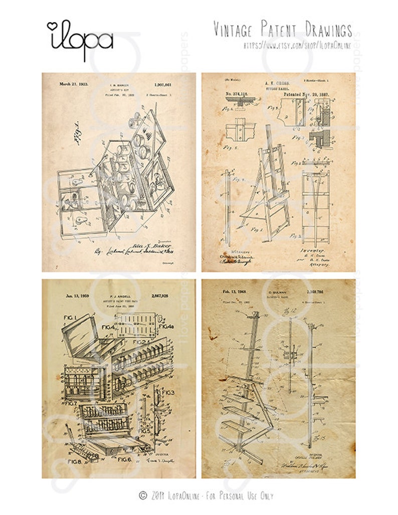 Printable Vintage Ephemera Art Painting Collage Sheet Instant - Etsy