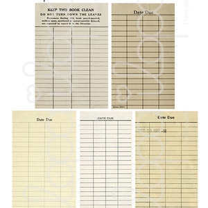 Digital Vintage Library Card Ephemera - Etsy