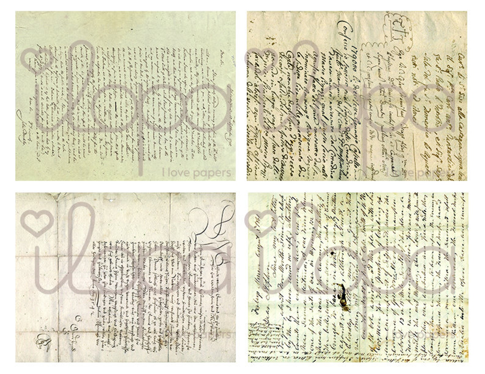 Digital Printable Vintage Old Antique Handwriting Letters Kit 1 - 300 ...