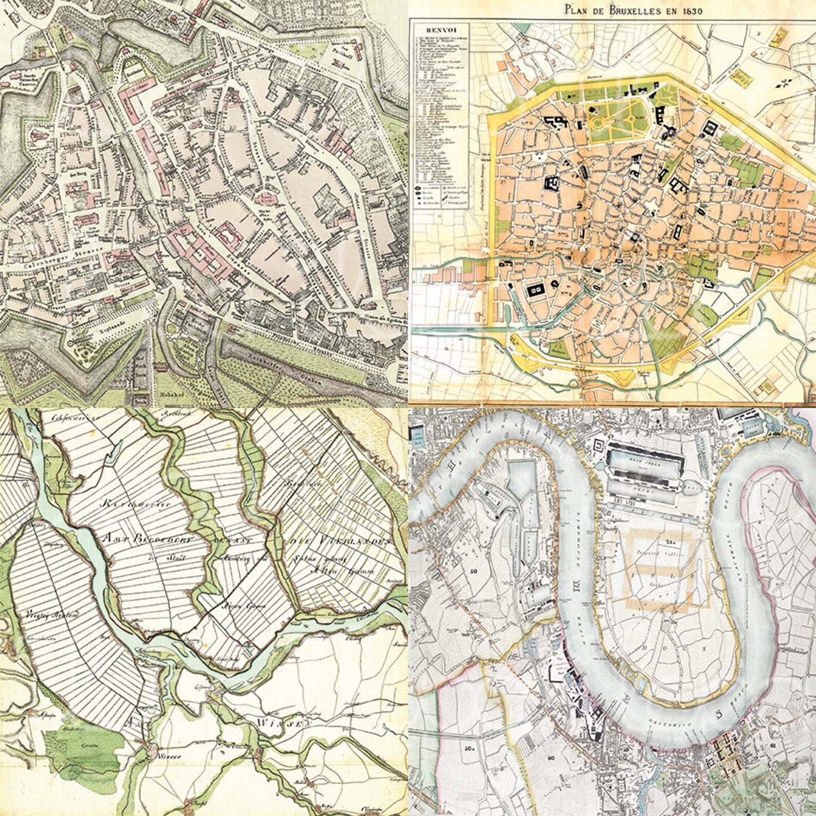 Digital Old City Map Paper 300 dpi 12x12 | Etsy