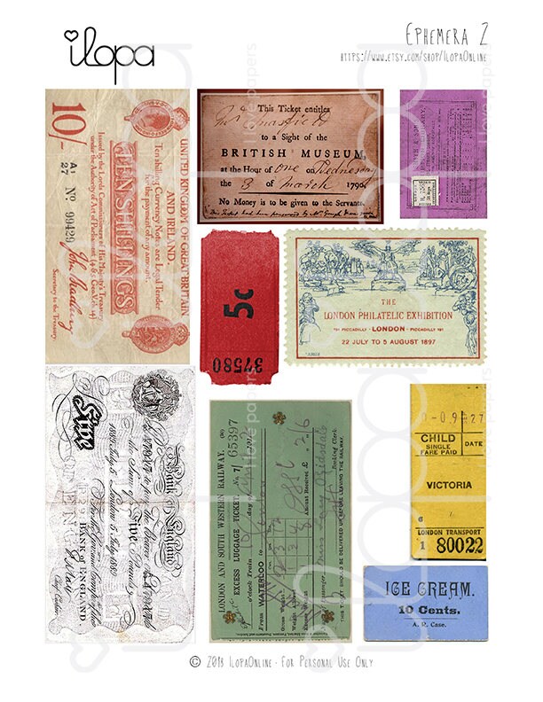 Printable Vintage Ephemera London Great Britain Travel Collage | Etsy ...