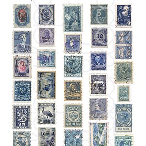 Digital Postage Stamps - Vintage Blue - Etsy