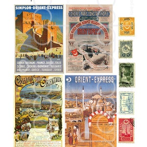 Digital Vintage Ephemera Kit - Travel Orient Express - Etsy