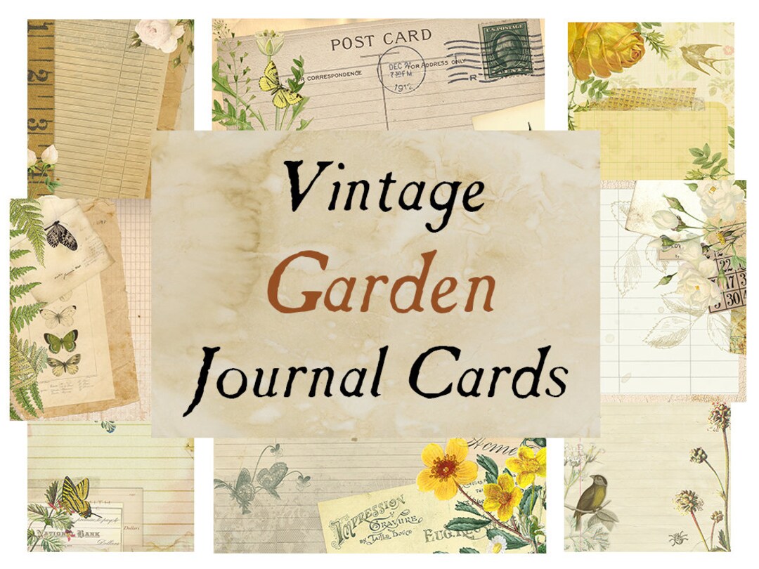 Digital Vintage Journaling Cards - Vintage Garden - Etsy