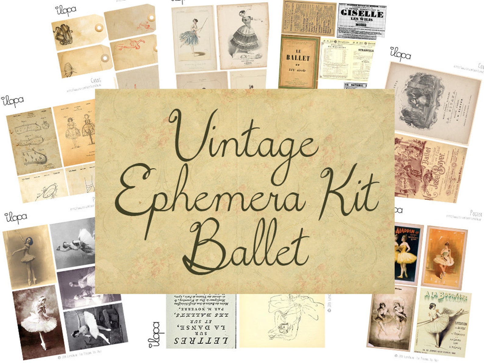 Printable Vintage Ballet Ephemera Collage Sheet - Etsy