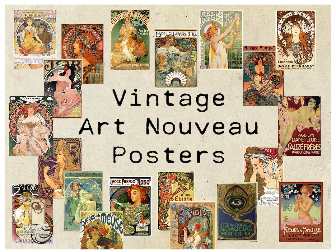 Digital Vintage Art Nouveau Poster Ephemera Collage Sheet - Etsy