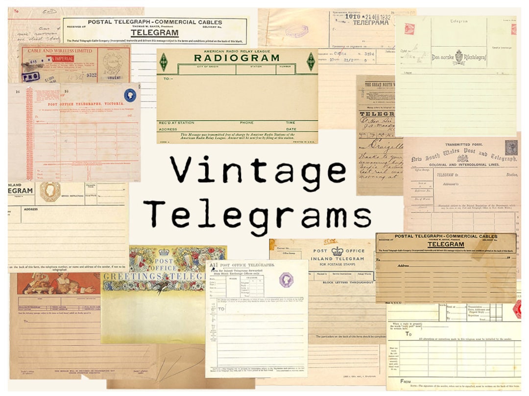 Digital Vintage Telegrams Ephemera Collage Sheet - Etsy