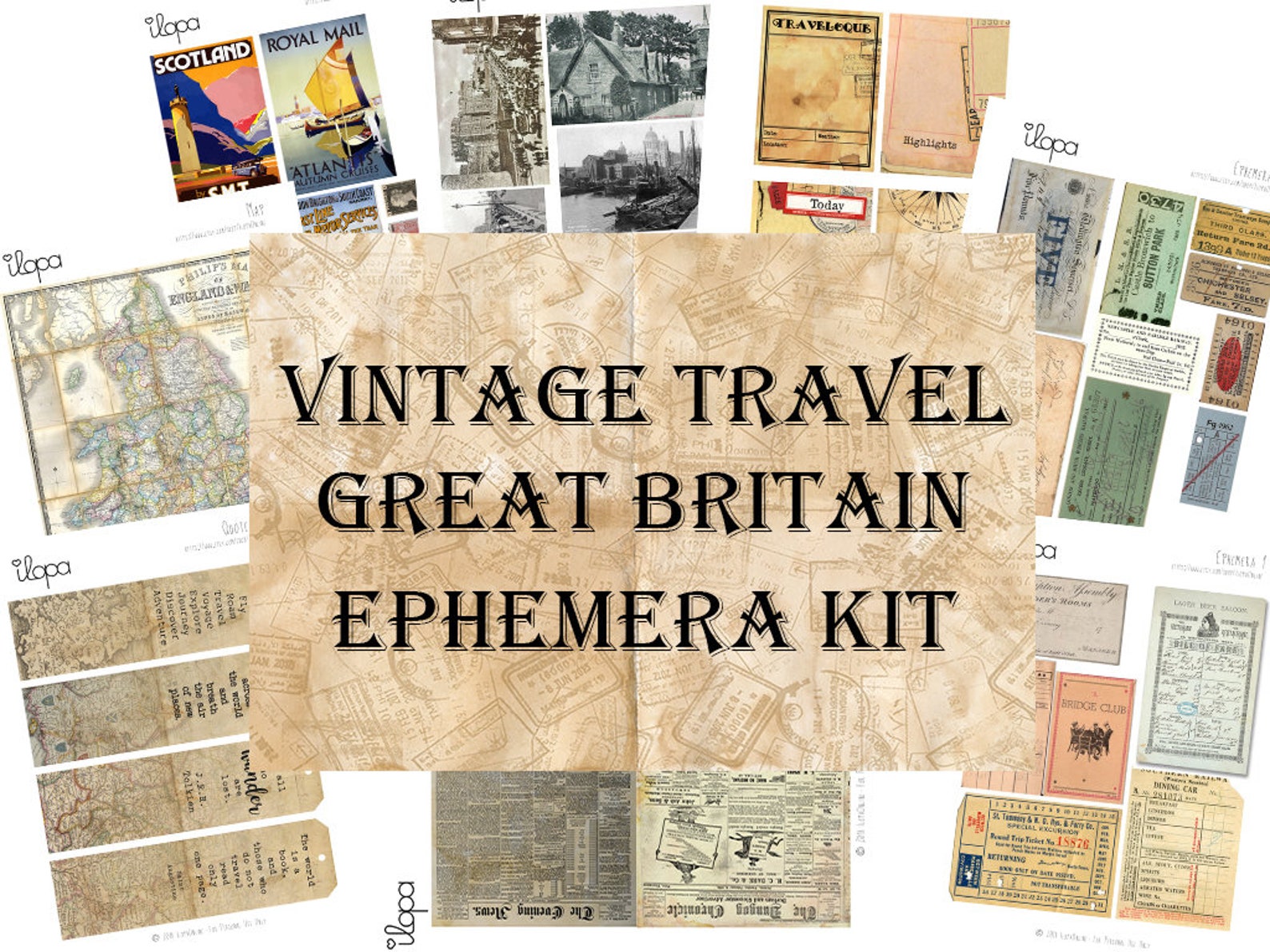 Digital Vintage Ephemera Kit - Travel Great Britain - Etsy
