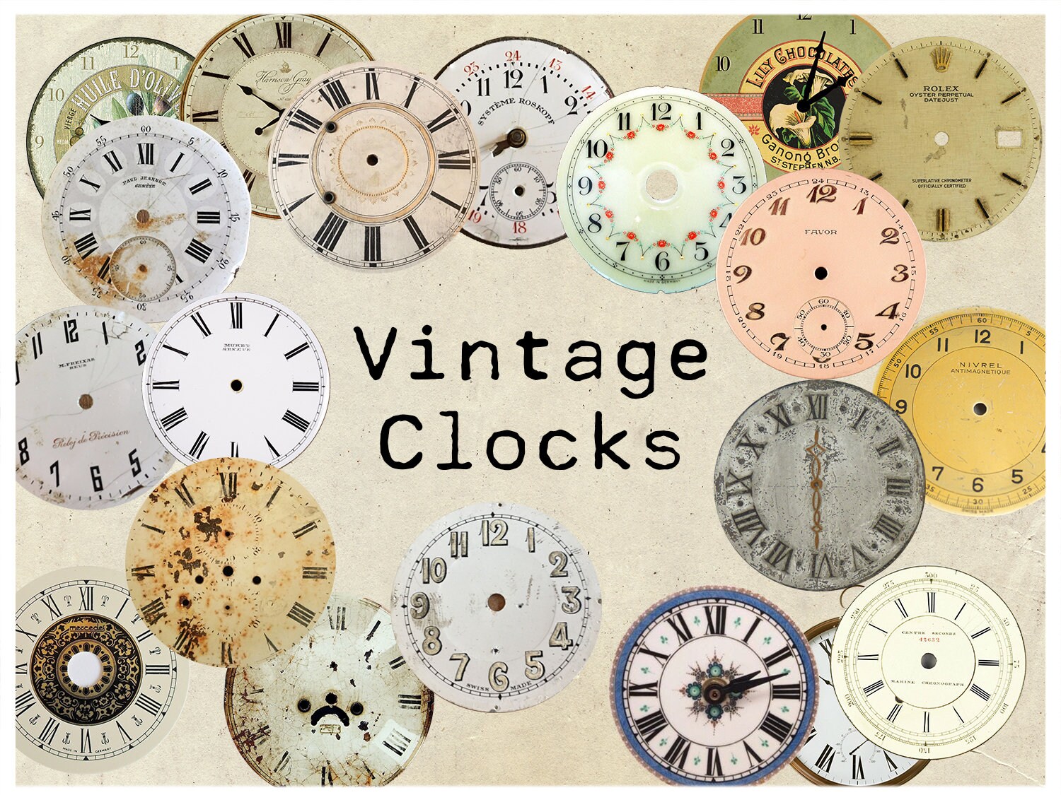 Vintage Clocks Collage