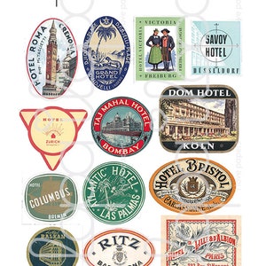 Digital Vintage Luggage Sticker - Printable Travel Ephemera - Etsy