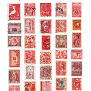 Digital Postage Stamps - Vintage Red - Etsy