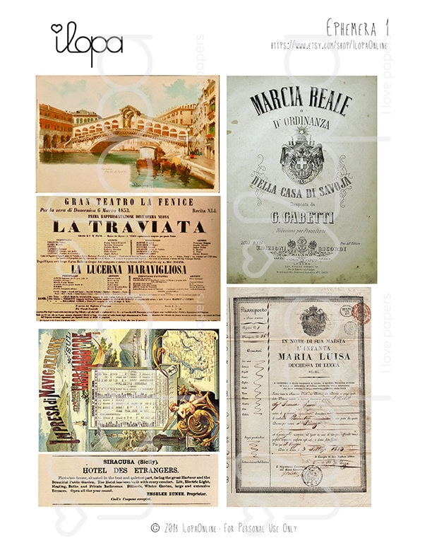 Digital Vintage Ephemera Kit - Travel Italy - Etsy Canada