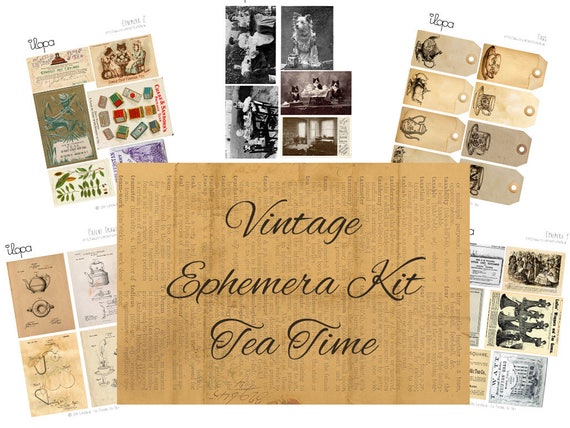 Digital Vintage Ephemera Kit Teatime | Etsy