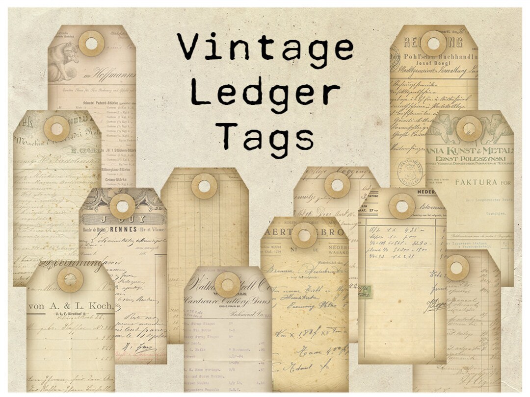 Digital Vintage Ledger Tags, Vintage Ephemera, Printable Tags, Gift ...