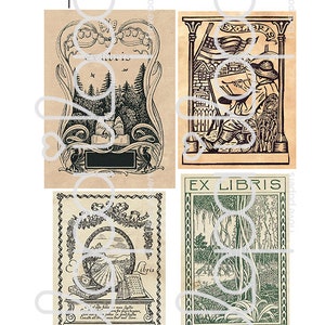 Digital Vintage Ex Libris Label Bookplate Cards Ephemera - Etsy