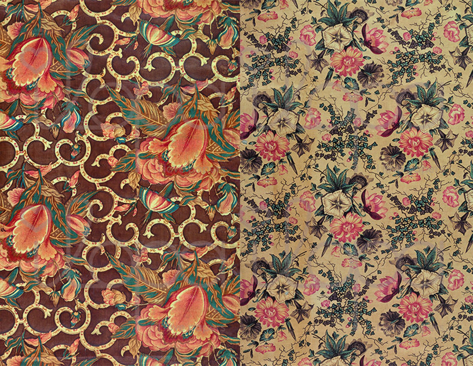 Digital Printable Vintage Old Antique 1800s Fabrics Kit 2 - Etsy