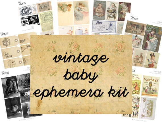 Printable Vintage Ephemera Baby Collage Sheet Instant Download | Etsy