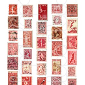 Digital Postage Stamps - Vintage Red - Etsy
