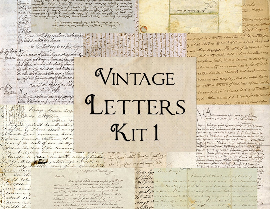 Digital Printable Vintage Old Antique Handwriting Letters Kit 1 - 300 ...