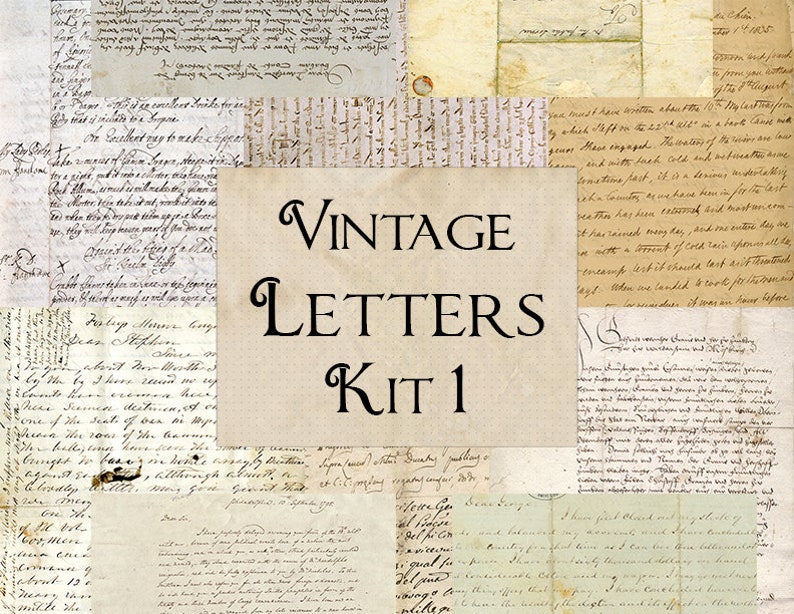 Digital Printable Vintage Old Antique Handwriting Letters Kit | Etsy