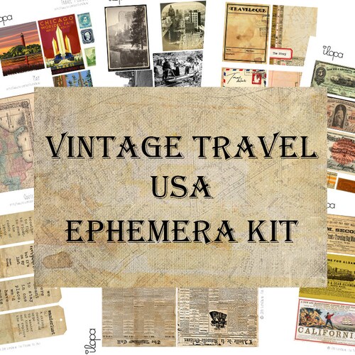 DIGITAL Vintage Travel Ephemera Digital Collage Sheet - Etsy