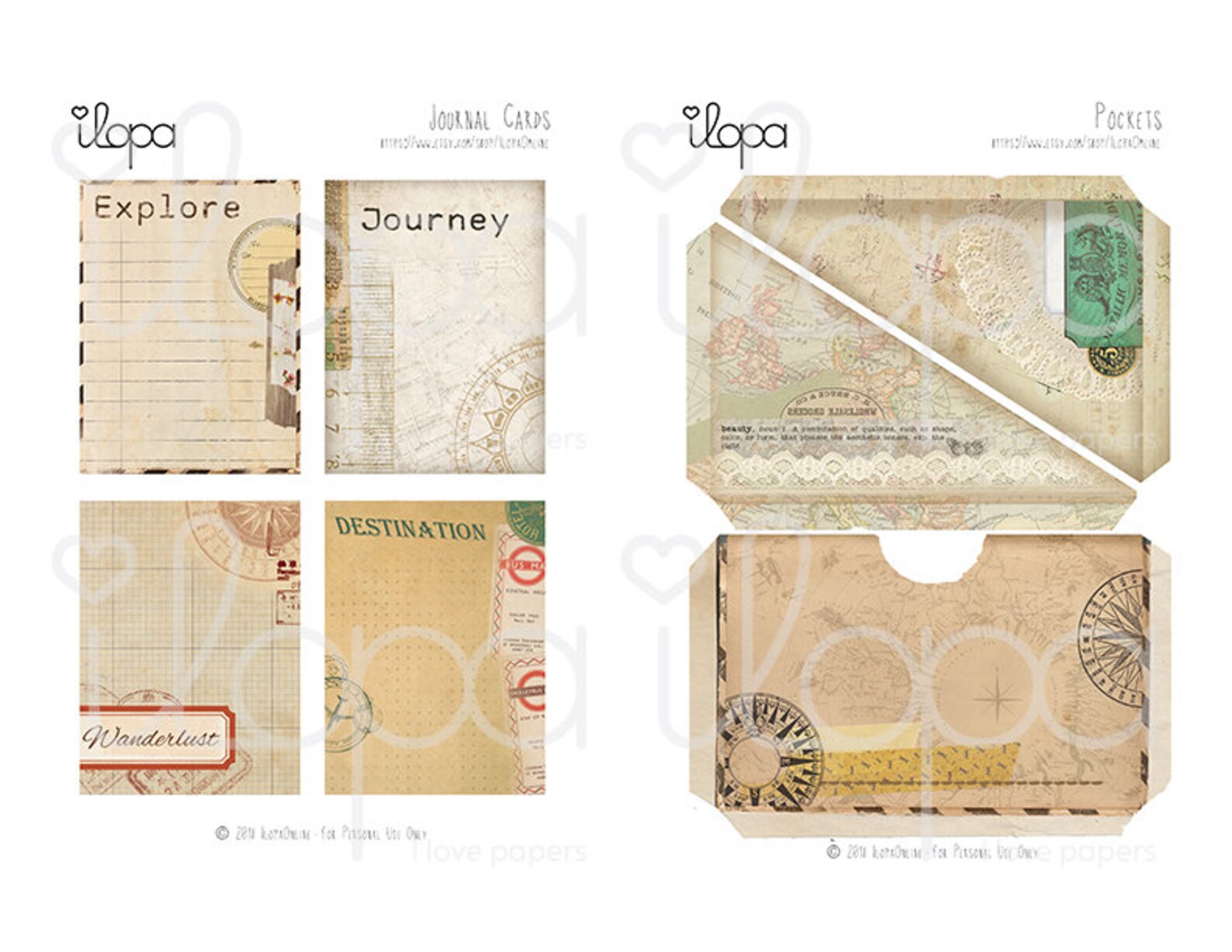 Printable Vintage Travel Journal Kit Travel Junk Journal Diy | Etsy