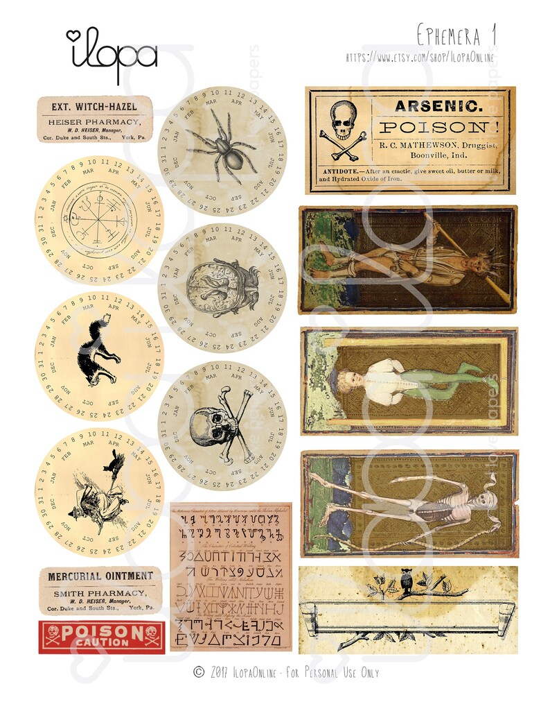 Printable Vintage Ephemera Magic Witch Collage Sheet Instant - Etsy