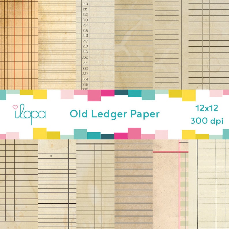 Digital Old Ledger Paper 300 Dpi 12x12 - Etsy