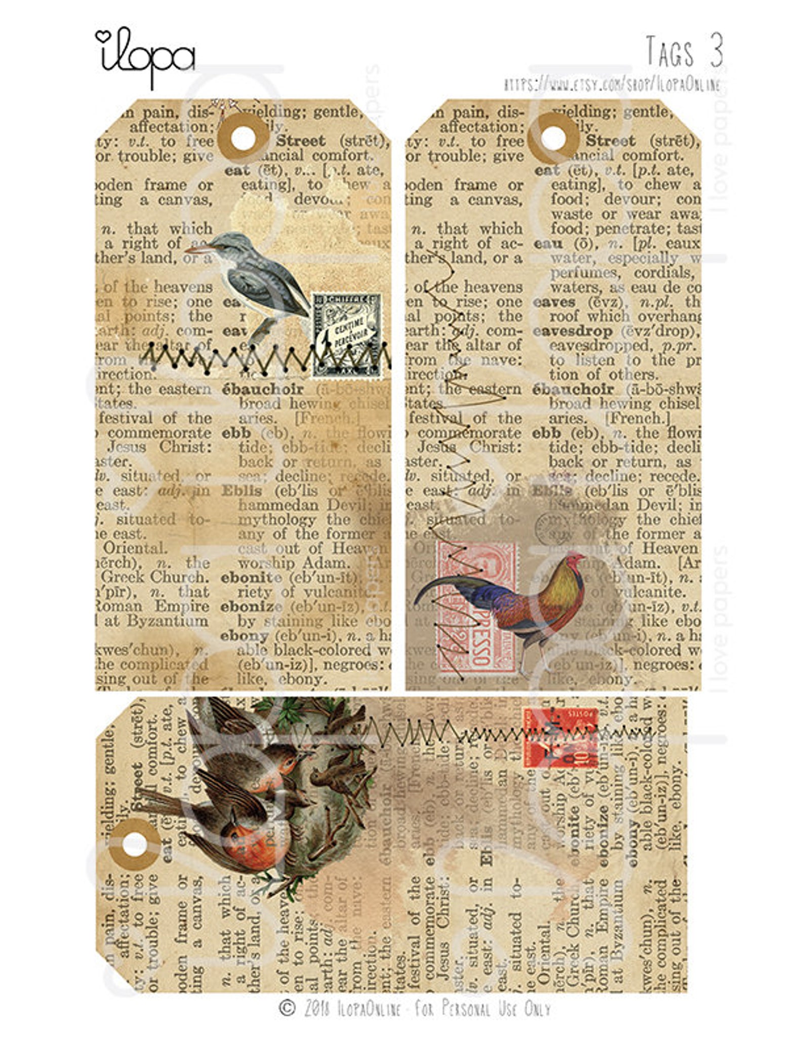 Digital Vintage Ephemera Tags Birds Vintage Ephemera Vintage | Etsy