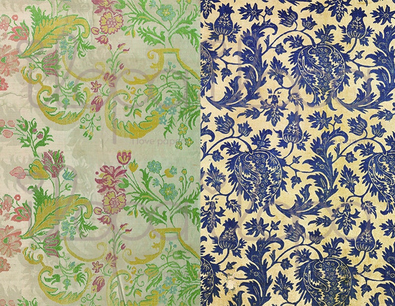 Digital Printable Vintage Old Antique 1700s Fabrics Kit 1 - 300 Dpi 8 ...