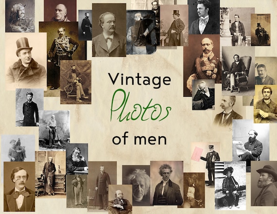 Digital Vintage Photographs of Men Ephemera Collage Sheet | Etsy