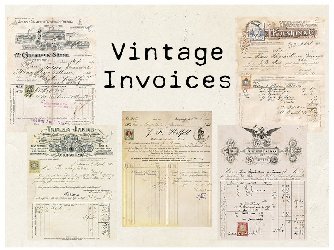 Digital Vintage Invoices Printable Ephemera - Etsy