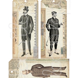 Printable Vintage Gentlemen Tags Collage Sheet - Etsy