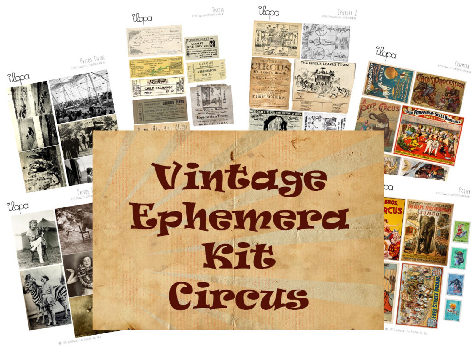 Digital Vintage Ephemera Kit Circus - Etsy