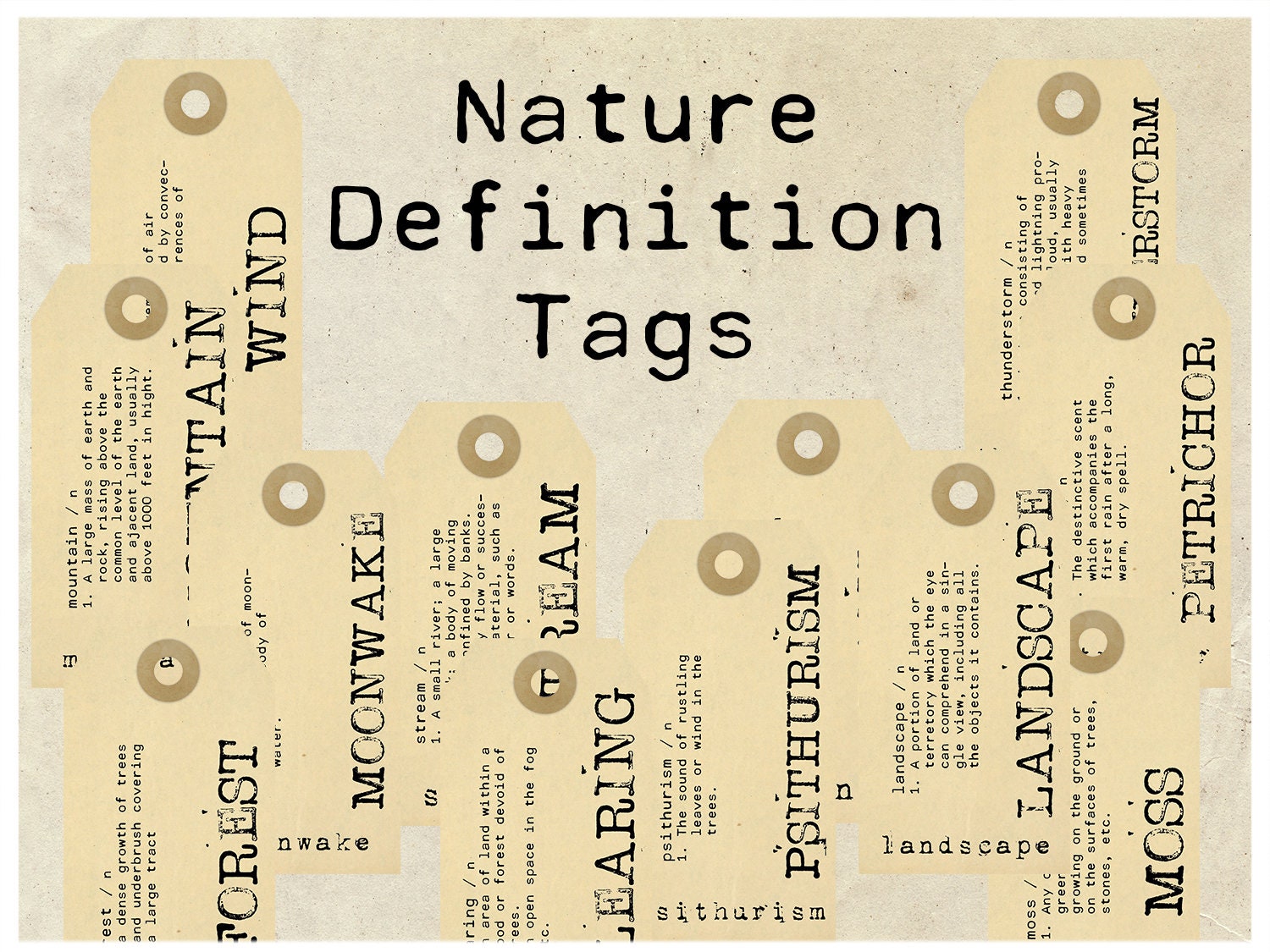 Digital Vintage Nature Definition Tags vintage ephemera | Etsy