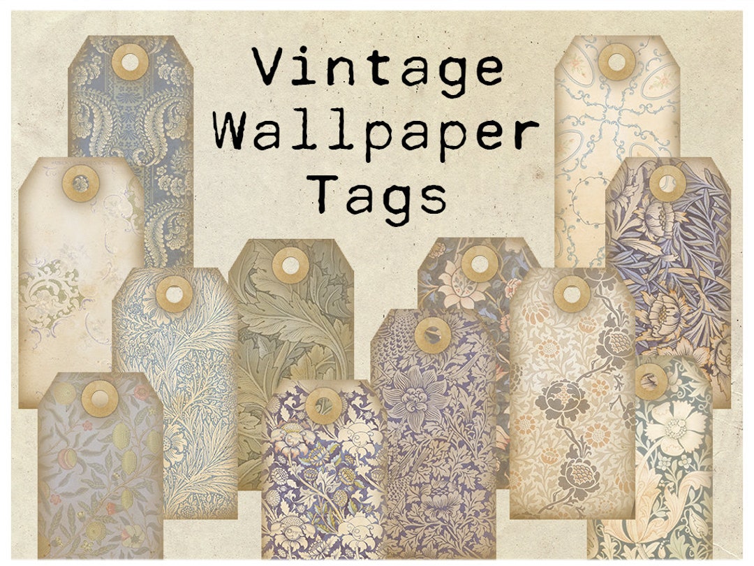 Digital Vintage Wallpaper Tags, Vintage Ephemera, Printable Tags, Gift ...