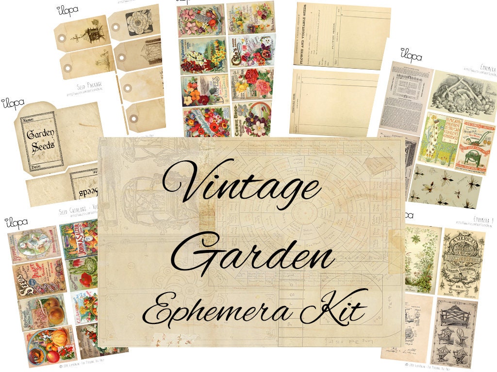 Printable Vintage Ephemera Kit - Garden, Vintage Tags, Vintage Seed ...