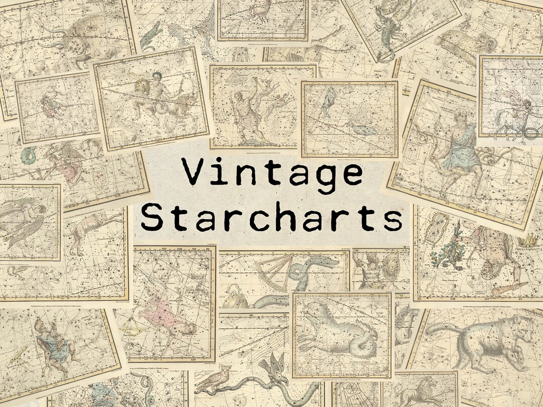 Digital Vintage Star Charts Collage Sheet - Etsy