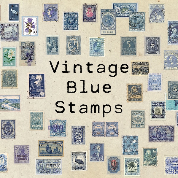 Blue Stamps - Etsy