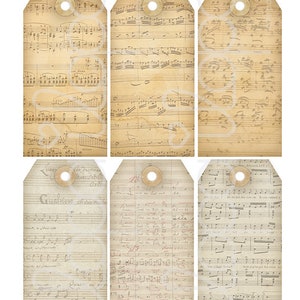Digital Vintage Music Tags - Printable Tags With Music Notes Background ...
